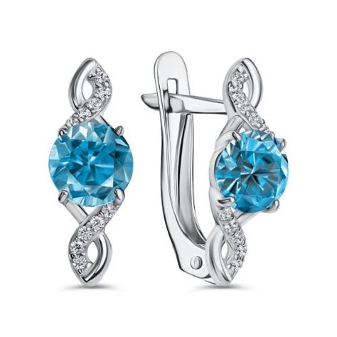 Серебряные серьги с ситаллом и фианитами — купить в интернет-магазине ...