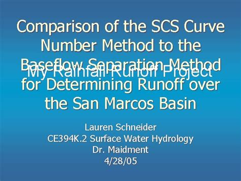 Comparison Of The Scs Curve Number Method To