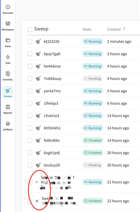 sweep ui icon bug wandb help wandb community