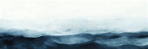 Abstract Watercolor Depiction Of Ocean Waves In Calming Blue Tones Ai Generative Stock Image