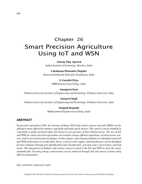 Pdf Smart Precision Agriculture Using Iot And Wsn
