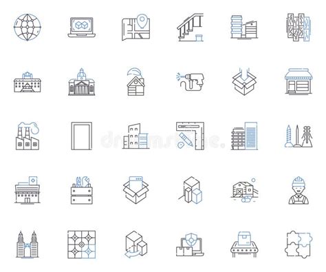 Manufacturing Line Icons Collection Production Assembly Fabrication Automation Machining