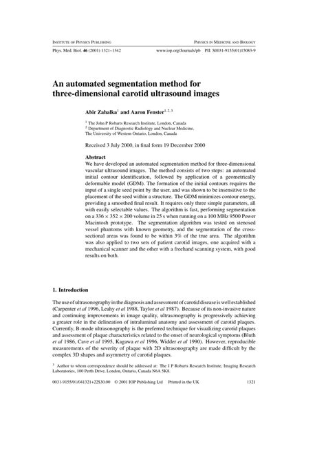 Pdf An Automated Segmentation Method For Three Dimensional Carotid Ultrasound Images
