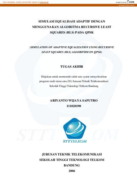 Pdf Simulasi Equalisasi Adaptif Dengan Menggunakan Algoritma