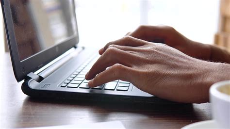 Man Typing Text On Laptop Keyboard Close Up View Of Hands 41404735 Stock Video At Vecteezy