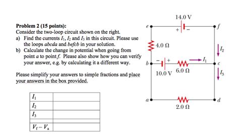 solved 14 0 v problem 2 15 points consider the two loop