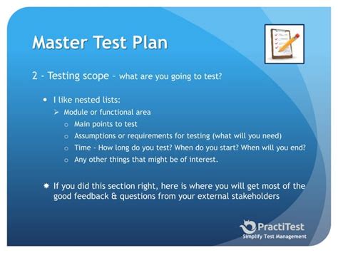 how to create a master test plan ppt