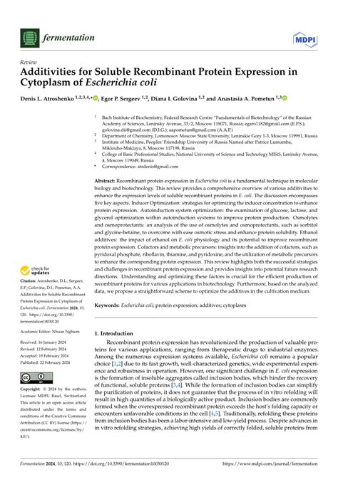 Pdf Additivities For Soluble Recombinant Protein Expression In Cytoplasm Of Escherichia Coli