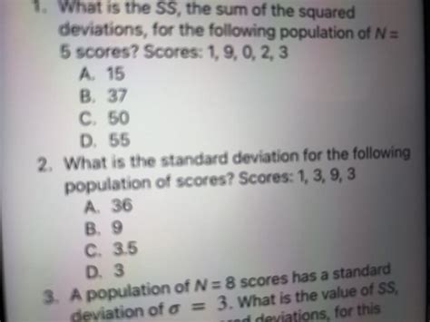 Solved What Is The SS The Sum Of The Squared Deviations Chegg Com