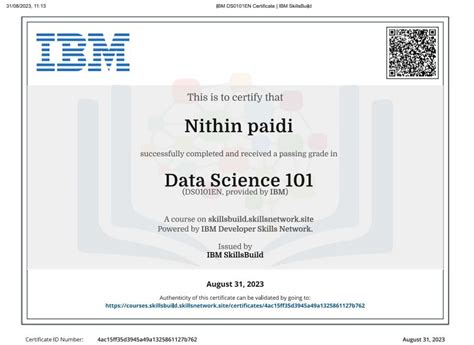 Nithin Paidi On Linkedin Successfully Completed Data Science Course Level 1 From Ibm