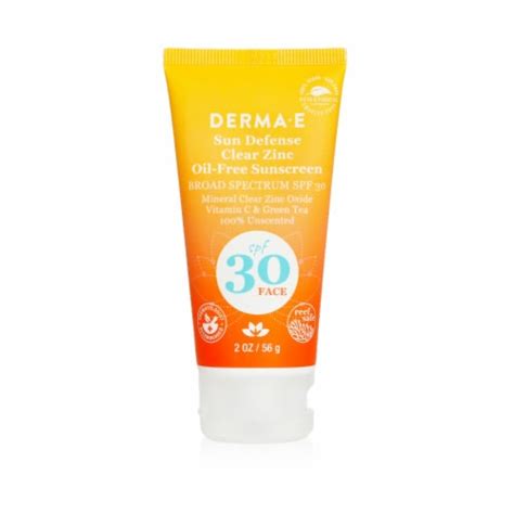 Derma E Sun Defense Clear Zinc Oil Free Sunscreen Spf 30 Face 2 Fl