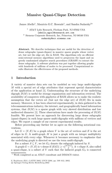 Pdf Massive Quasi Clique Detection