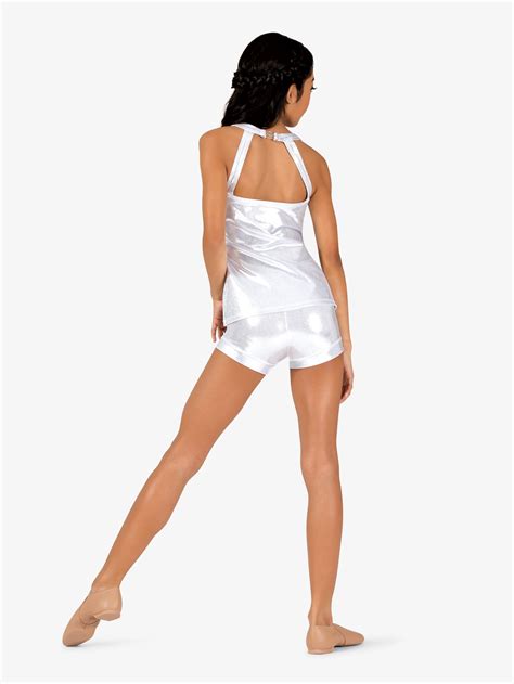 Girls Metallic Banded Leg Performance Shorts Double Platinum N7731c