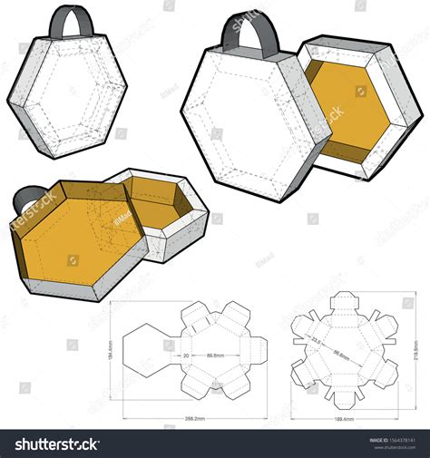 Hexagonal Self Assembly Packaging Diecut Pattern Stockvector