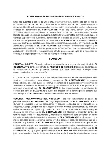 Formato Contrato Prestación De Servicios Juridicos Pdf Jurisdicción