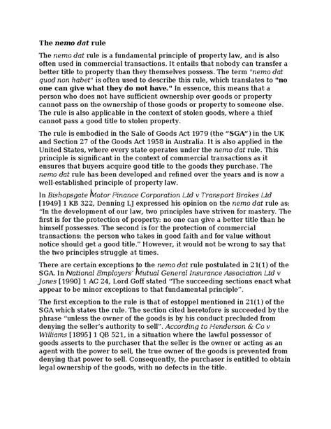 The Nemo Dat Rule Helpful Answer The Nemo Dat Rule The Nemo Dat Rule Is A Fundamental