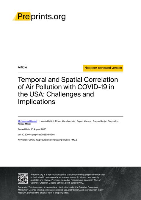 Pdf Research Articles Temporal And Spatial Correlation Of Air