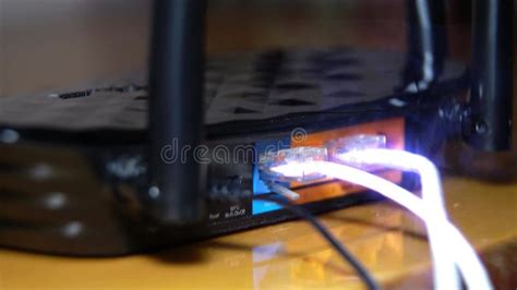 Ethernet Cables Connected To Modem With Digital Binary Code Stock Video Video Of Healthy Hand