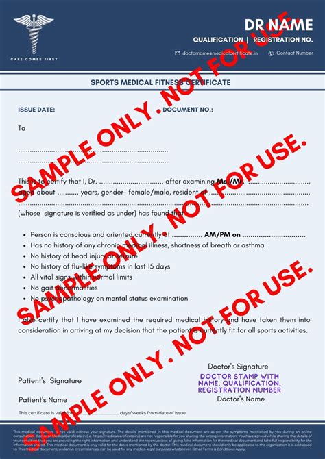 Medical Certificate Sample