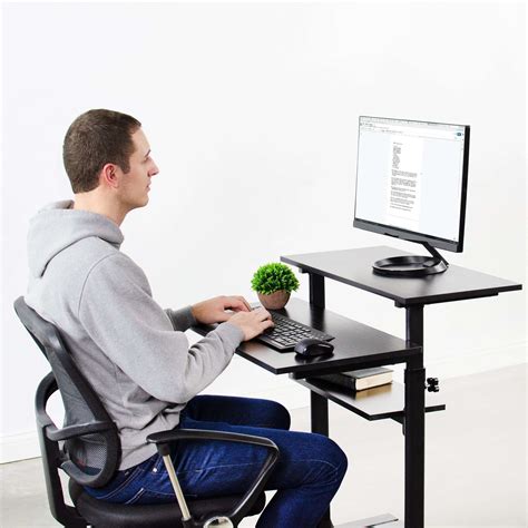 Upmost Office Vivo Black 28” Mobile Computer Workstation Cart V02db