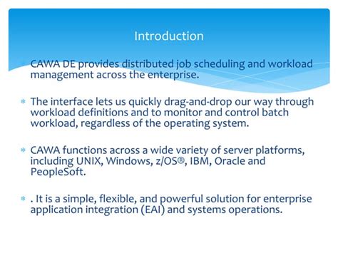 ca workload automation tool power point presentation pptx operating