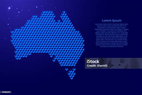 3d 블루 큐브 아이소메트릭 추상 개념 사각형 패턴 각 기하학적 모양 빛나는 별에서 호주지도 벡터 그림입니다 0명에 대한 스톡 벡터 아트 및 기타 이미지 Istock