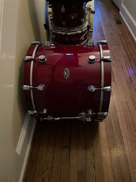 DW Pacific Pdp Red Stain 4pcs Drum Kit Reverb