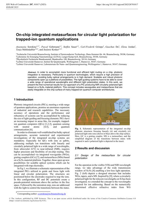 Pdf On Chip Integrated Metasurfaces For Circular Light Polarization