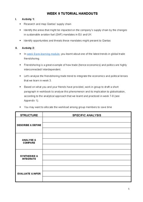 Week 9 Tutorial Handout Week 9 Tutorial Handouts I Activity 1 Research And Map Qantas