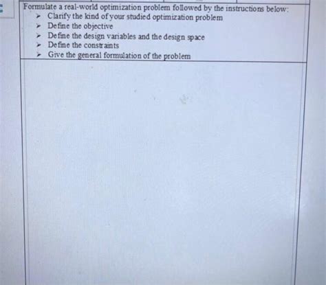 Solved Formulate A Real World Optimization Problem Followed