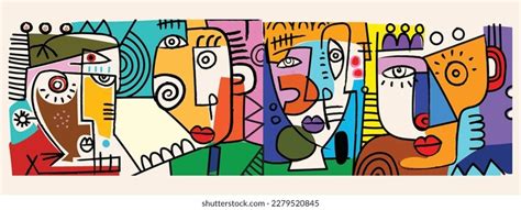 다채로운 추상적 얼굴 세로 입체파 아트 스톡 벡터로열티 프리 2279520845 Shutterstock