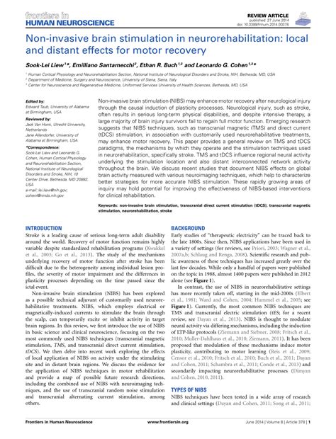Pdf Non Invasive Brain Stimulation In Neurorehabilitation Local And Distant Effects For Motor