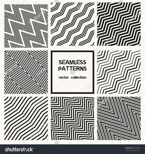 Vector Set Seamless Patterns Zig Zag Stock Vector Royalty Free 180718139 Shutterstock