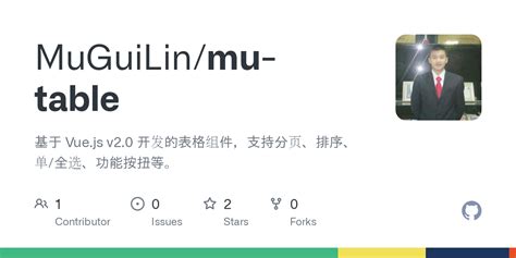 GitHub MuGuiLin mu table 基于 Vue js v 开发的表格组件支持分页排序单 全选功能按扭等