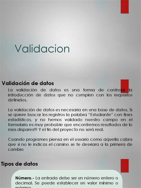 6 Validacion Datos Pdf Redes Internet Y Web