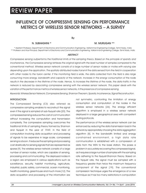 Pdf Influence Of Compressive Sensing On Performance Metrics Of