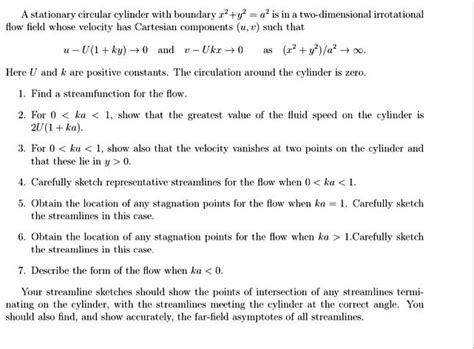 solved a stationary circular cylinder with boundary x a is in a two