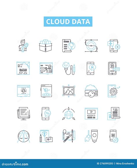 Cloud Data Vector Line Icons Set Cloud Data Storage Platform Computing Backup