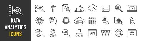 Data Analytics Web Icon In Line Style Graphs Analysis Big Data