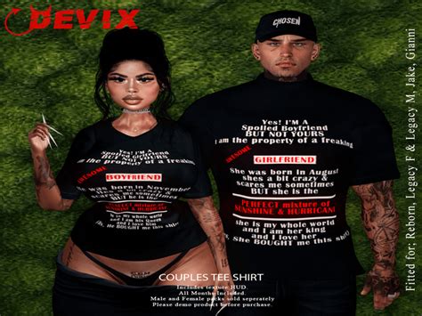 Second Life Marketplace Devix Couples Tee Male Pack