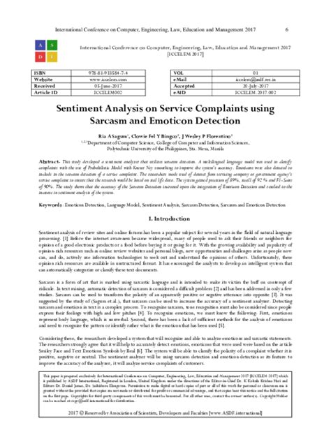 Pdf Sentiment Analysis On Service Complaints Using Sarcasm And Emoticon Detection
