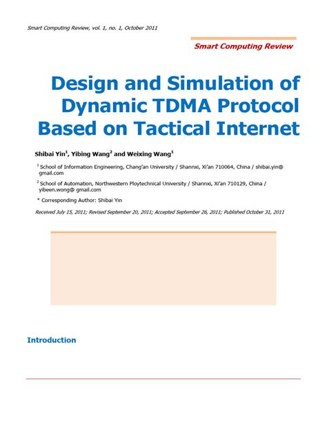 Design And Simulation Of Dynamic Tdma Protocol Based On Tactical Internet Pdf Computer