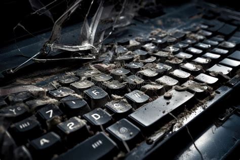 Broken Keyboard Closeup Photo Generate Ai Stock Image Image Of Computerized Damaged 299874527