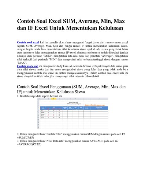 Contoh Soal Excel Pemula Kuy Belajar