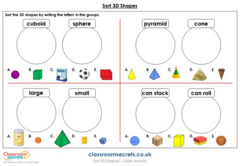 Year 1 Sort 3d Shapes Lesson Classroom Secrets Classroom Secrets