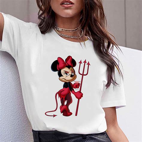 เสื้อยืดใหม่evil Minnie Mouse T Shirt New Women Disney Tshirt Funny Top