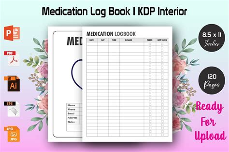 Medication Log Book Medication Tracker Graphic By Dasdesign