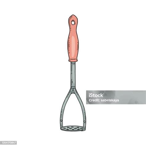 낙서 감자 매셔 으깬 감자를 요리하기 위한 주방용품의 벡터 핸드 그린 일러스트 벡터에 대한 스톡 벡터 아트 및 기타 이미지 벡터 감자 으깨는 도구 주방용구 Istock