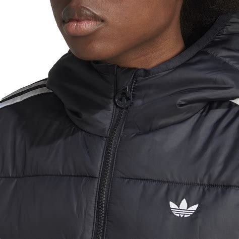 Adidas Womens Hooded Long Sleeve Knee Length Slim Fit Puffer Jacket
