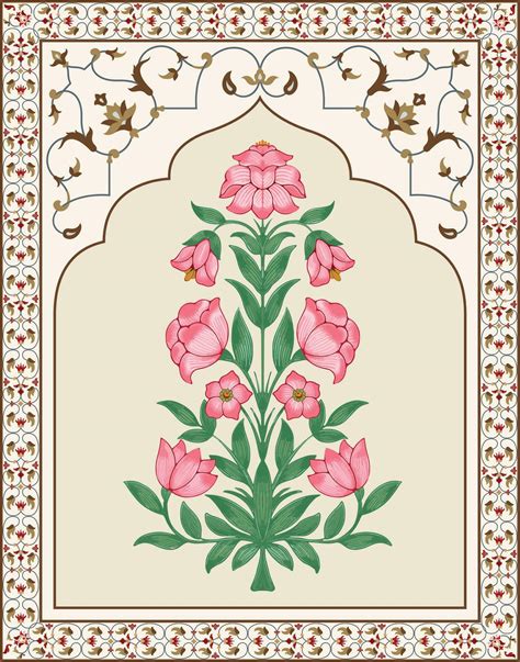 Mughal Flower Motif Botanical Floral Ethnic Motif And Indian Mughal
